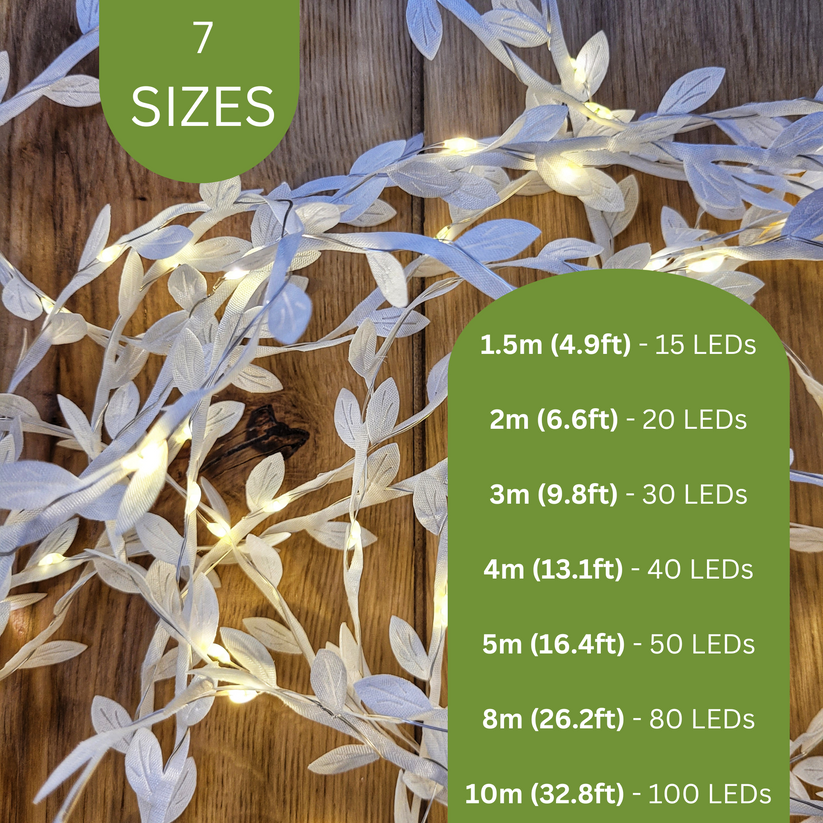 White Leaf Fairy Lights - Handmade in 7 Sizes – Autumn Weddings ...